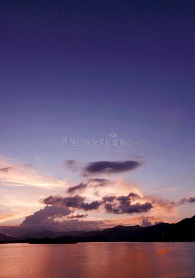 Mountain, Cloudscape, Dramatic Sky and Ocean at Sunset Stock Image ...