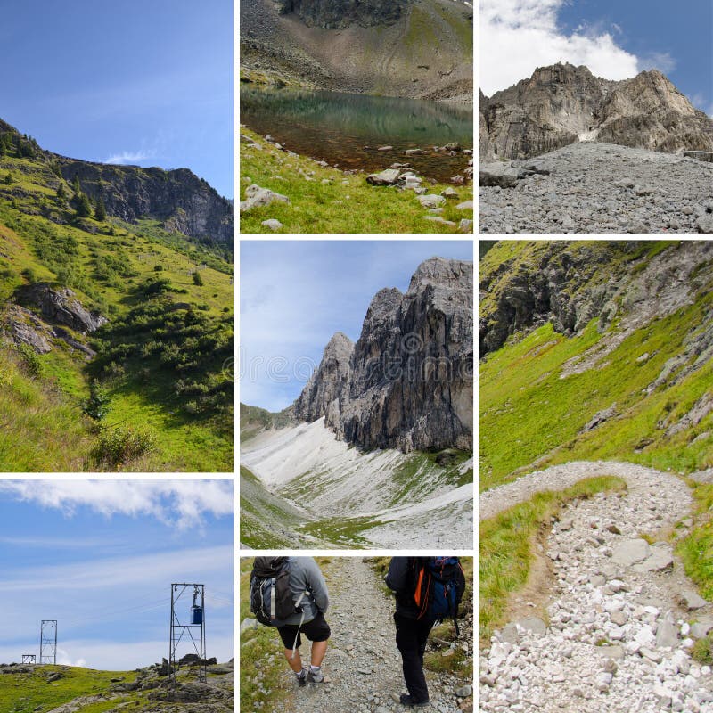 Mountain collage stock image. Image of hikers, hike, field - 20733677
