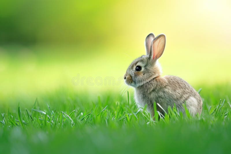 Mountain Cottontail Sitting in the Grass, Gazing at the Camera Stock ...