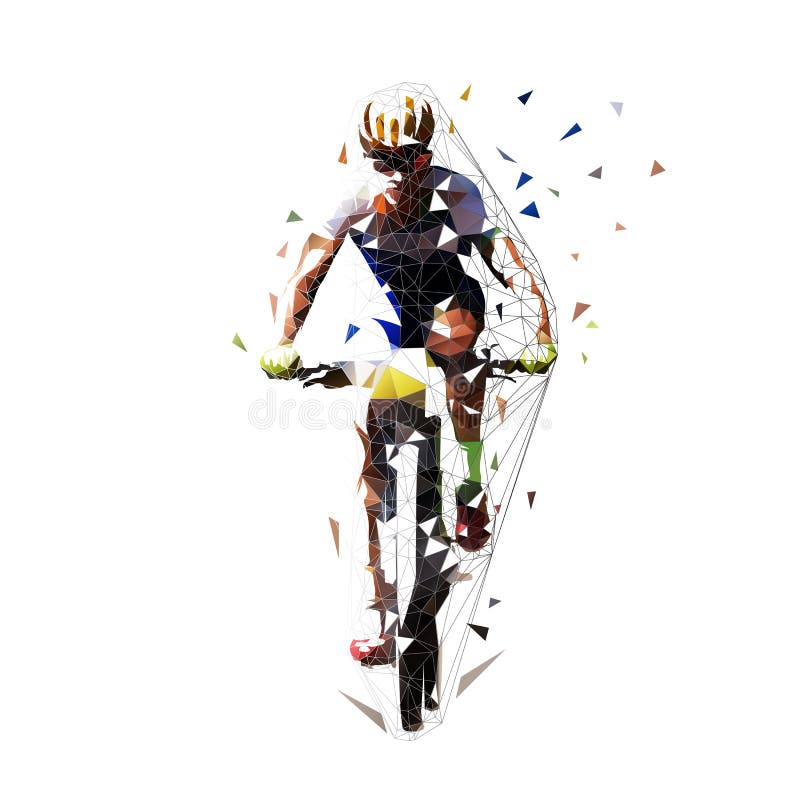 Mountain Cyclist Front View, Vector Silhouette Stock Vector ...