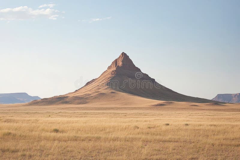 A Mountain is in the Distance with a Large Hill in the Foreground Stock ...