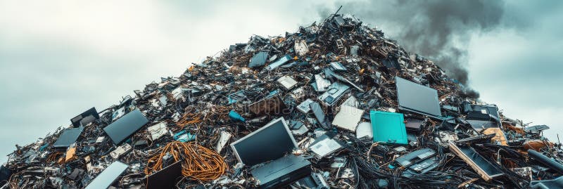 Mountain of Electronic Waste with Tvs and Cables in a Dumping Site ...