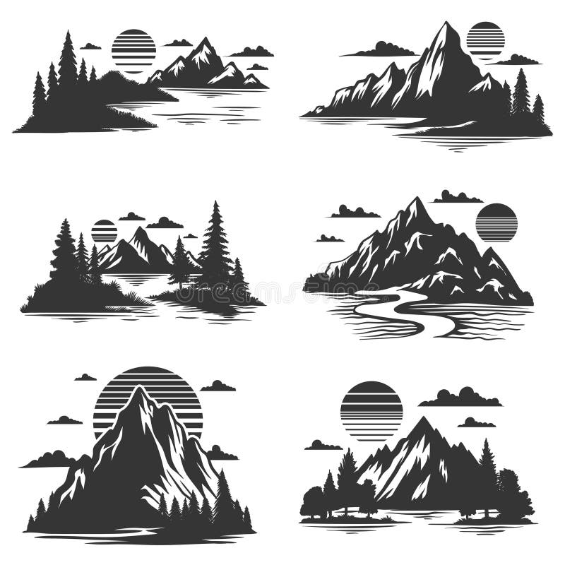 Mountain Elements Set Collection Vector Illustration Stock Illustration ...