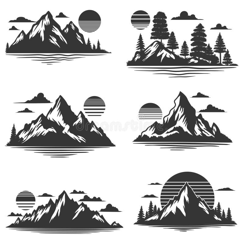 Mountain Elements Set Collection Vector Illustration Stock Illustration ...