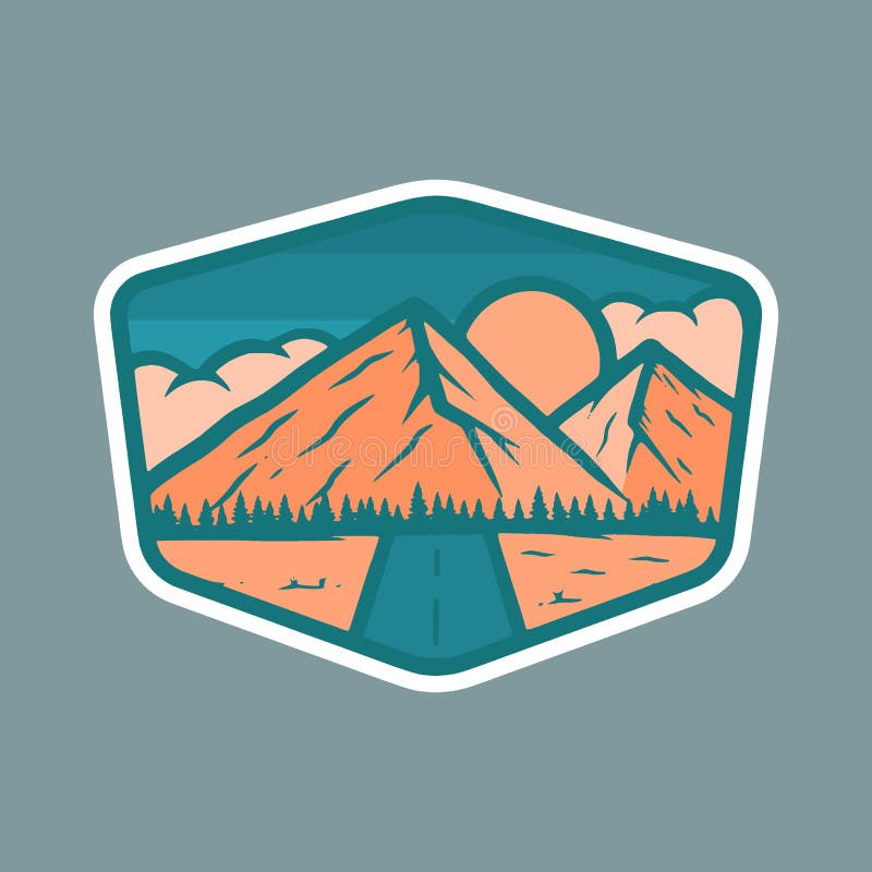 Mountain Emblem Illustration for Sticker or Tshirt Design Stock Vector ...