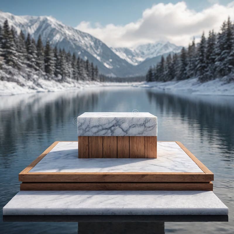 Mountain Empty Granite Podium. Blank Stone Table Top Background for ...