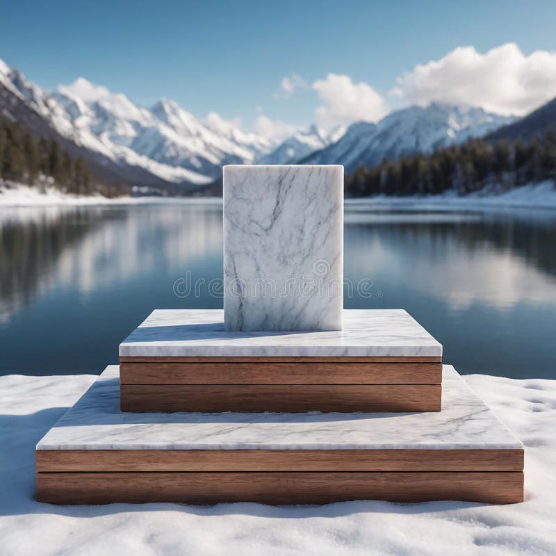 Mountain Empty Granite Podium. Blank Stone Table Top Background for ...