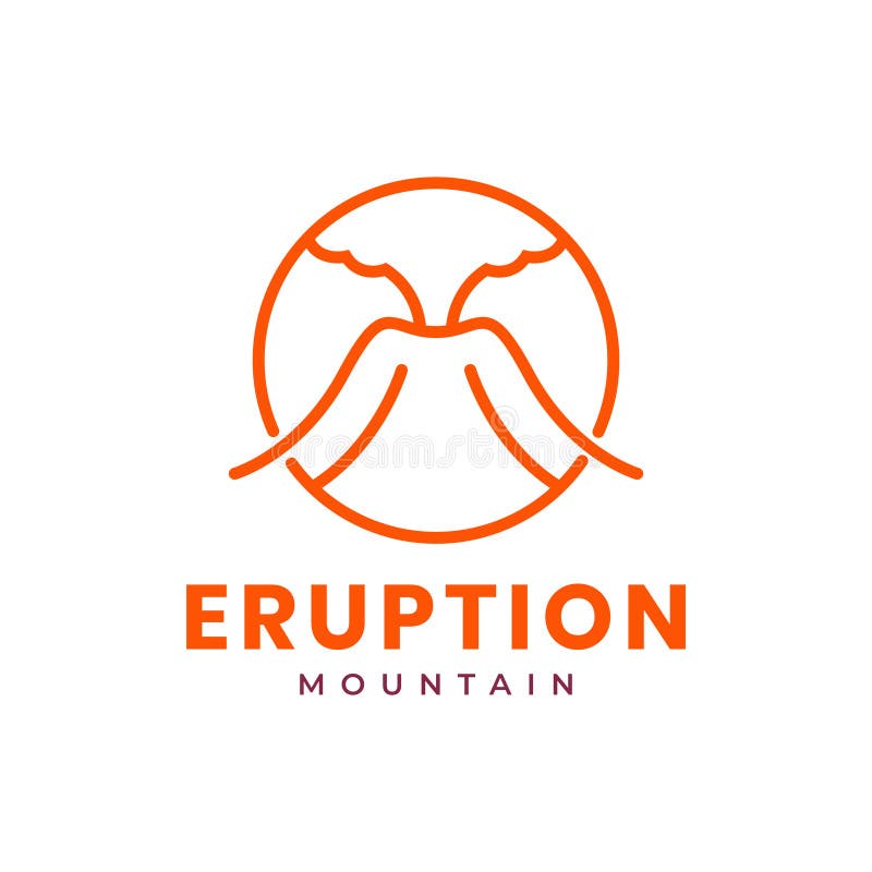 Mountain Eruption Danger Line Style Simple Circle Minimal Logo Design ...