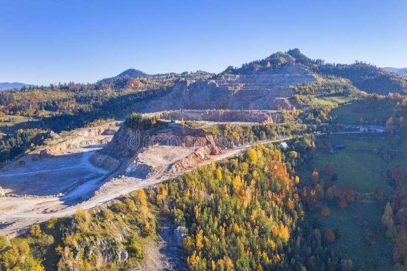Rock quarry aerial scene stock photo. Image of change - 200810244
