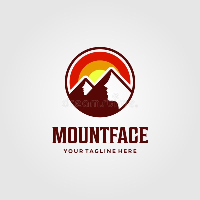 Mountain Face Clever Logo Vector Sunset Illustration Design Stock ...