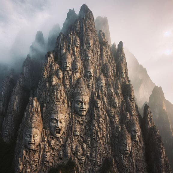 Mountain of Faces stock image. Image of ancient, peaks - 356897909