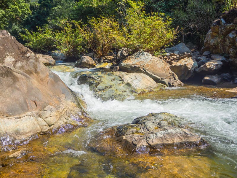 Mountain Fast Flowing River Stream of Water in the Rocks Stock Photo ...