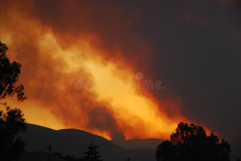 Mountain Fire with Burned Land and Disaster on Agriculture. Odou ...
