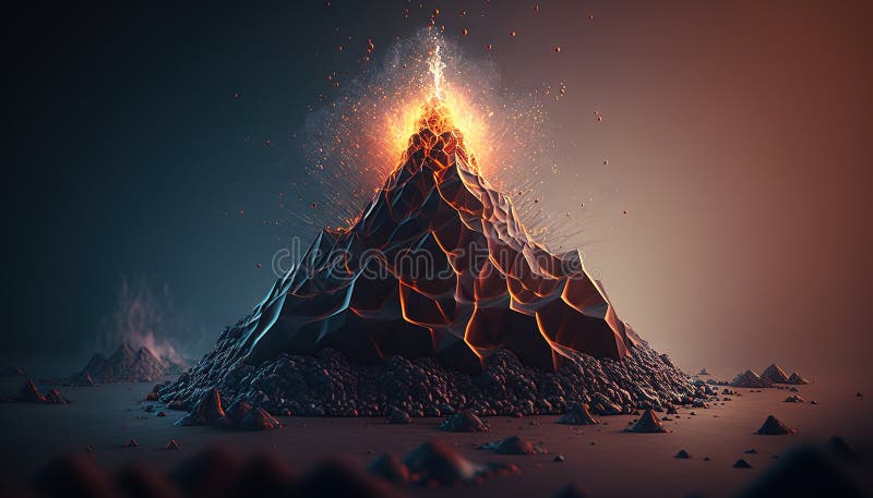 A Mountain with a Fire Coming Out of the Top of it Stock Illustration ...