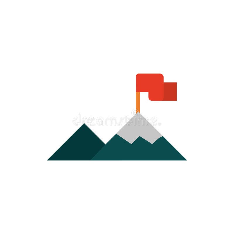 Mountain with Flag Progress Business Strategy Icon Stock Vector ...