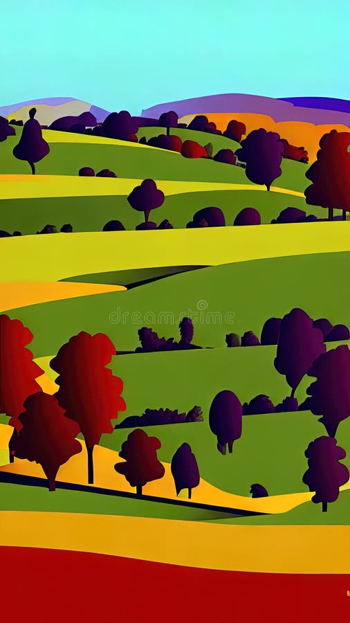 Mountain Flat Panorama of Spring Summer Beautiful Nature, Green ...