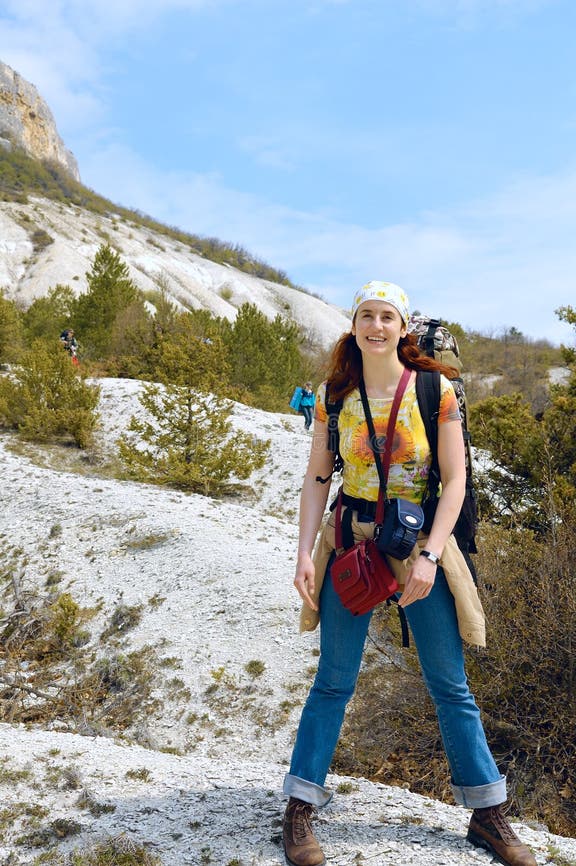 At mountain foot stock image. Image of white, smile, foot - 10448667
