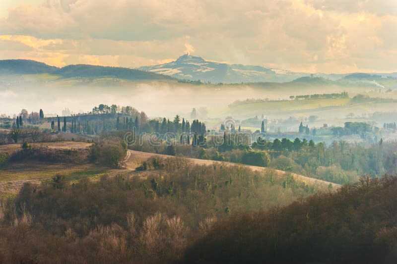 Mountain Forests in View of the Tuscan Landscape. Stock Image - Image ...