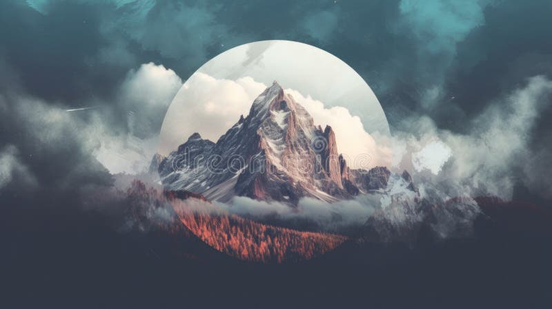 A Mountain with a Full Moon in the Background. Generative AI Image ...