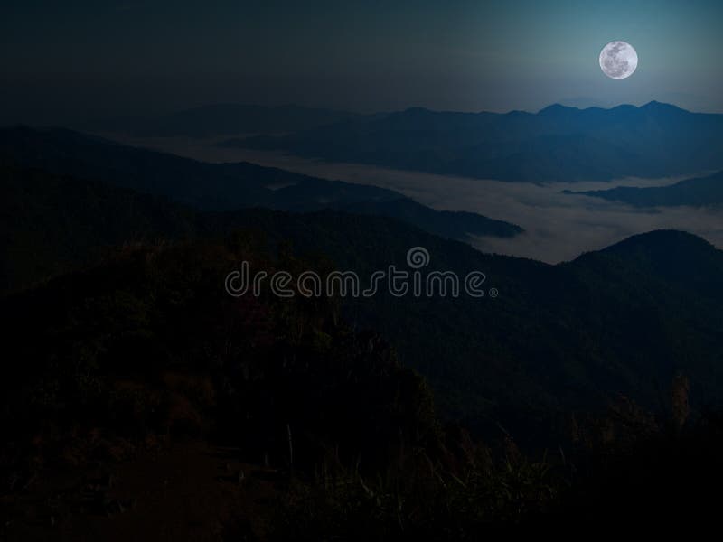 Mountain with full moon stock photo. Image of outdoor - 95136868