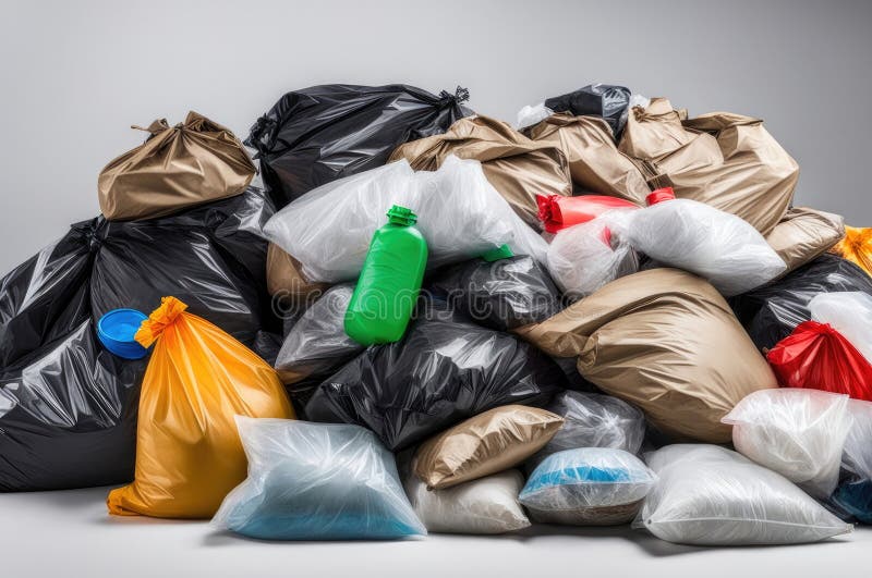 Mountain of Garbage Bags Highlighting Waste Management Issues Stock ...