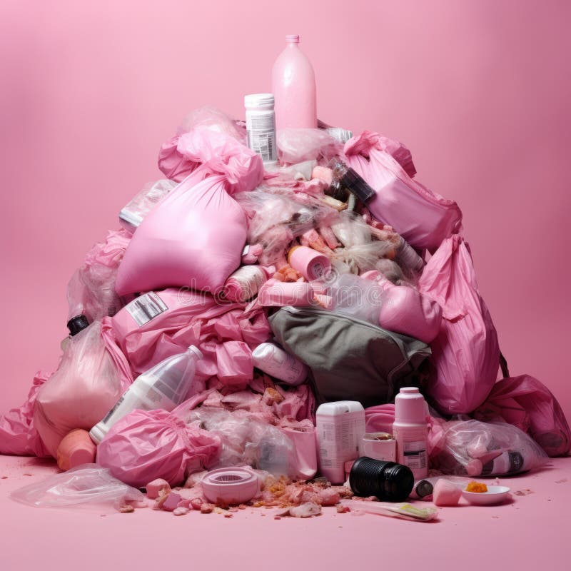 Mountain of Garbage in Pink Tones Stock Illustration - Illustration of ...