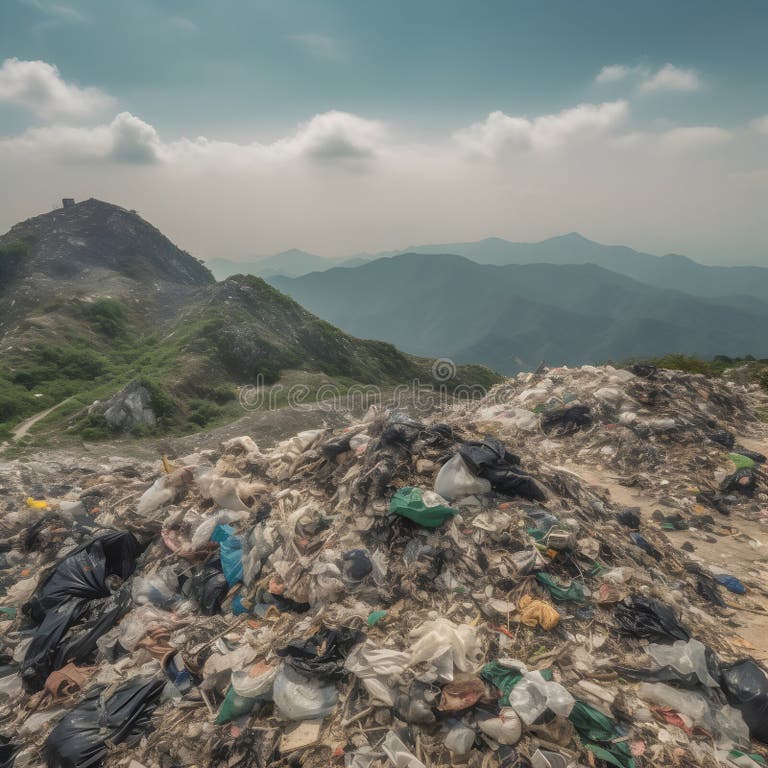 A mountain of garbage stock illustration. Illustration of landscape ...