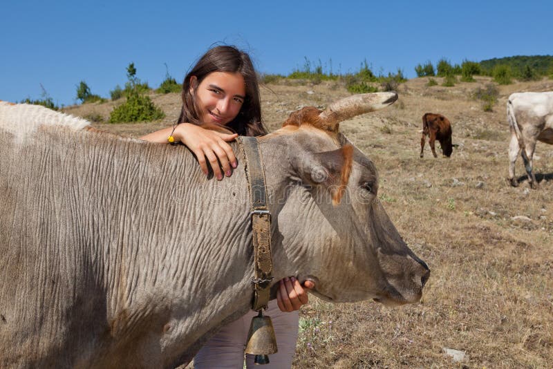 Cattle shepard girl stock photo. Image of flock, prairie - 33433730