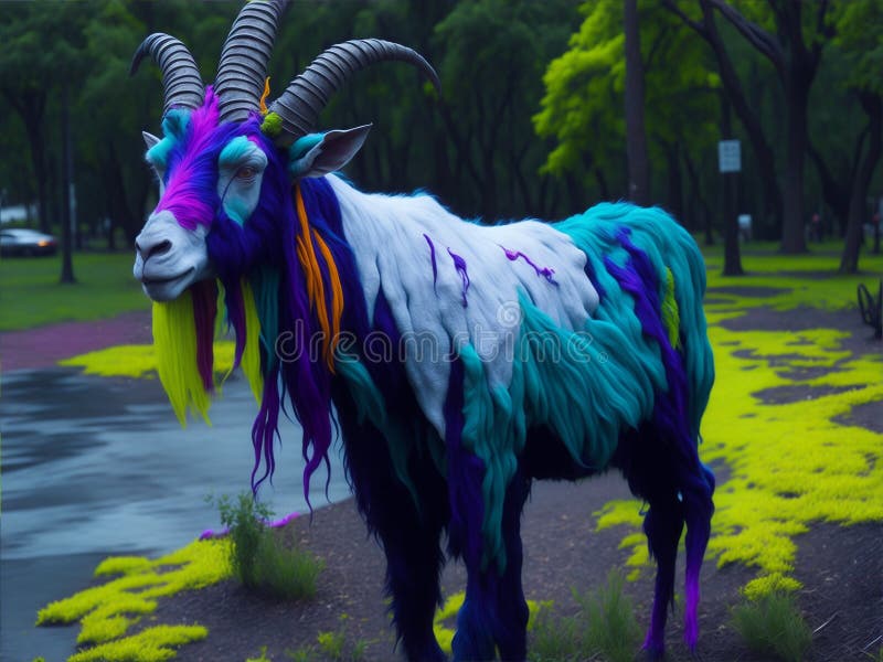 Mountain Goat with Dyed Hair. AI Generated Stock Illustration ...