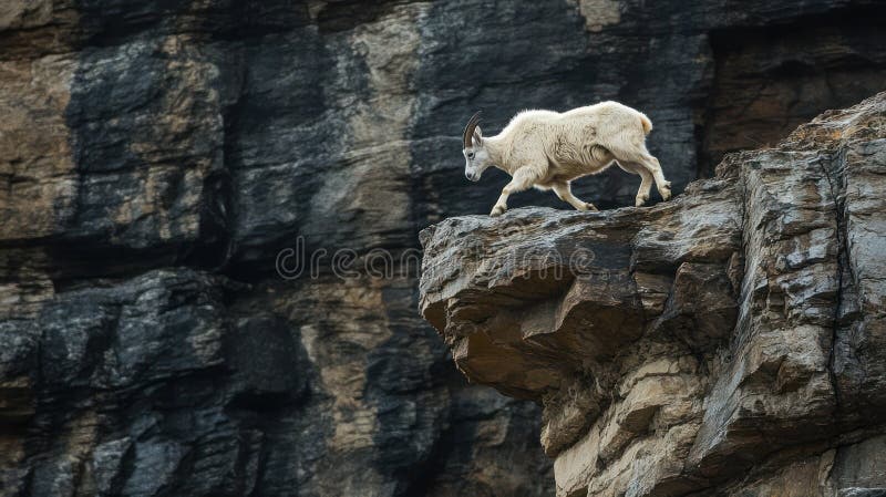 Mountain Goat on Rocky Cliff: a Dynamic Image of a Mountain Goat ...