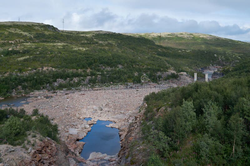 Mountain Gorge with a Dry River and the Ruins of a Bridge Stock Image ...