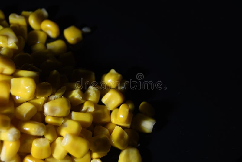 Mountain of Boiled Corn with Black Background Stock Image - Image of ...