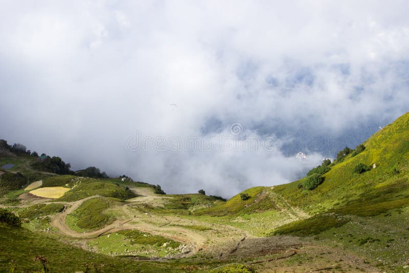Mountain Green Range in Clouds Landscape Stock Photo - Image of park ...