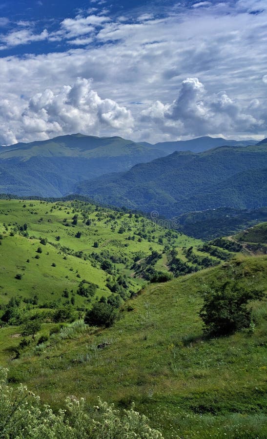 Mountain Green Range in Clouds Landscape Stock Photo - Image of ...