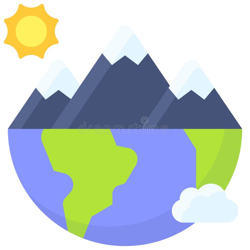 Mountain on Half Earth Icon, Earth Day Related Vector Stock Vector ...