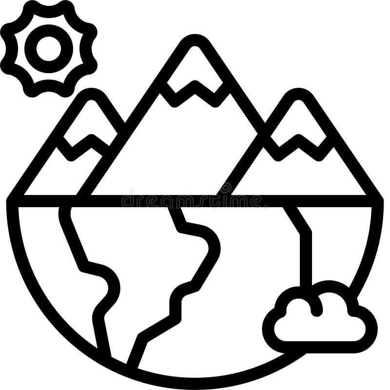 Mountain on Half Earth Icon, Earth Day Related Vector Stock Vector ...