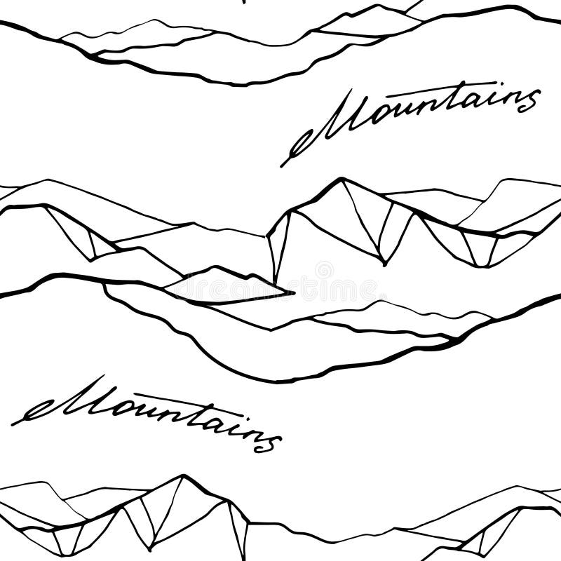 Mountain Hand Draw Seamless Pattern. Vector Digital Paper Stock Vector ...