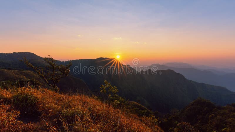 Mountain from the Highest Point of the Sunset View Stock Photo - Image ...
