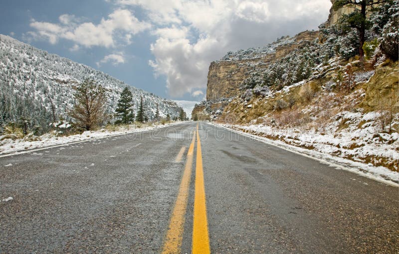 Mountain Highway in Winter stock photo. Image of empty - 7698942