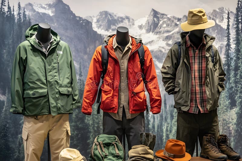 Mountain Hiking Apparel and Gear Display Illustration Stock ...