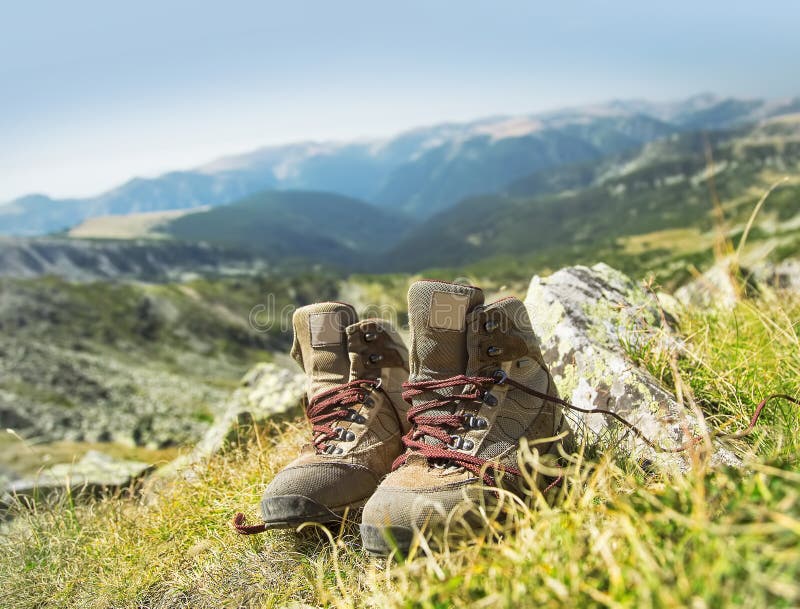 Mountain Hiking Boots stock image. Image of active, vacation - 59682293