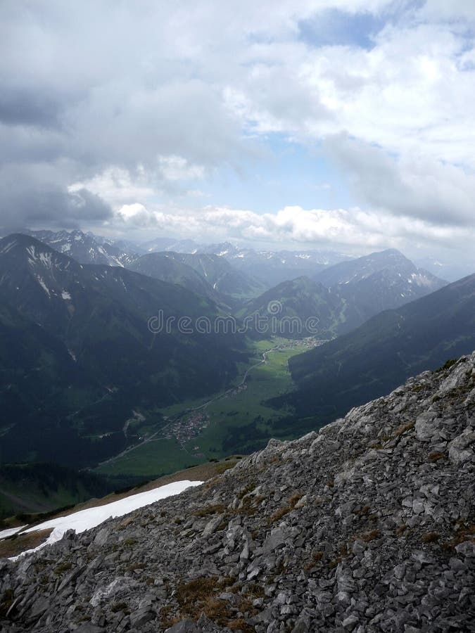 Mountain Hiking Tour To Daniel Mountain in Tyrol, Austria Stock Photo ...