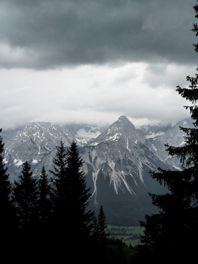 Mountain Hiking Tour To Daniel Mountain in Tyrol, Austria Stock Photo ...