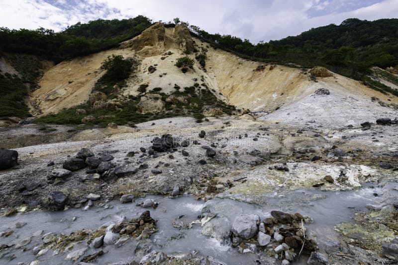 Mountain of Hot Spring with Hot Water Stream Stock Image - Image of ...