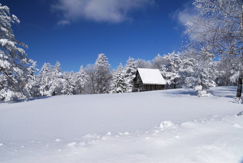 Mountain house in snow stock image. Image of cottage, exterior - 7237745