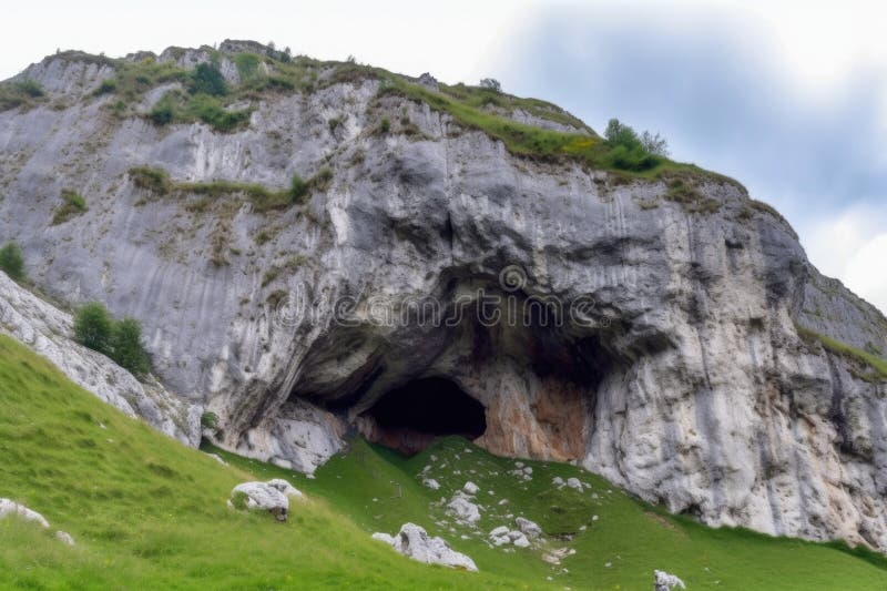 Mountain with Huge Cave-in, Showing the Interior of the Mountain and ...