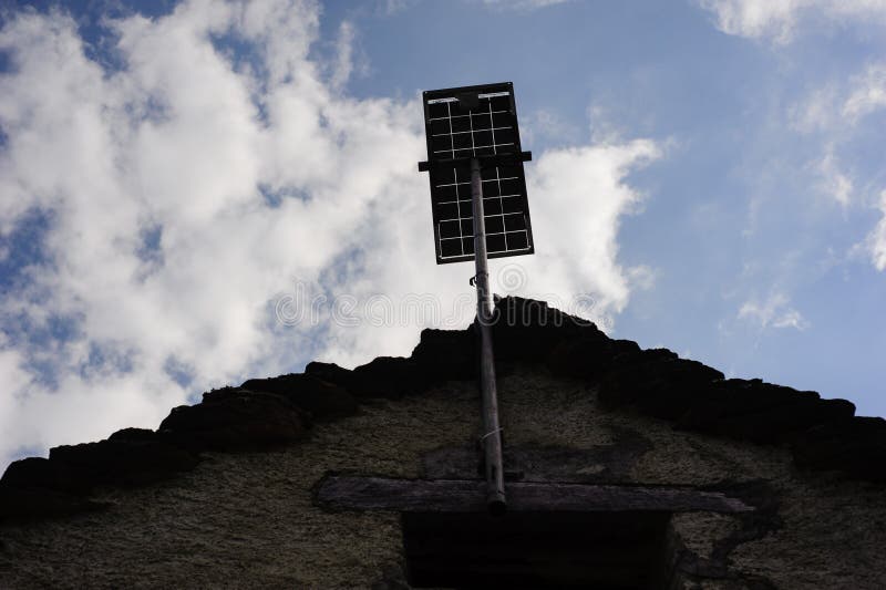 Mountain Hut with Solar Panel on the Roof for Clean and Renewable ...