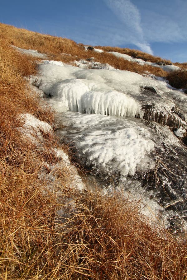 Ice on slope stock image. Image of autumn, hillside, water - 50992455