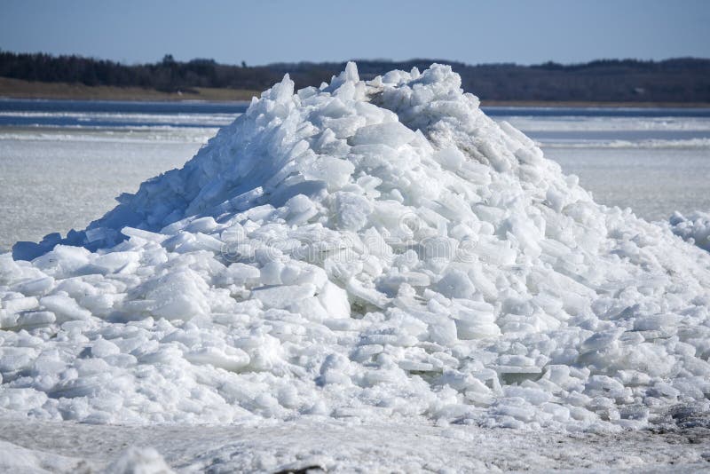 Mountain Of Ice Chunks From The Sea In Denmark Stock Image - Image of ...