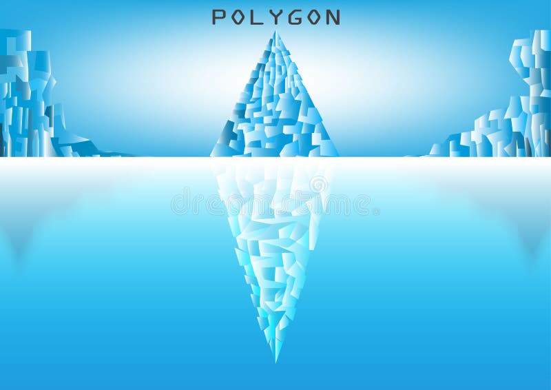 Mountain Ice Low Poly Style with Reflection Stock Illustration ...